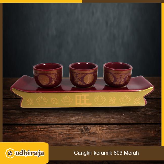 Jual Cangkir Puja Persembahan Altar Sembahyang Keramik 3 pcs/set Merah ...
