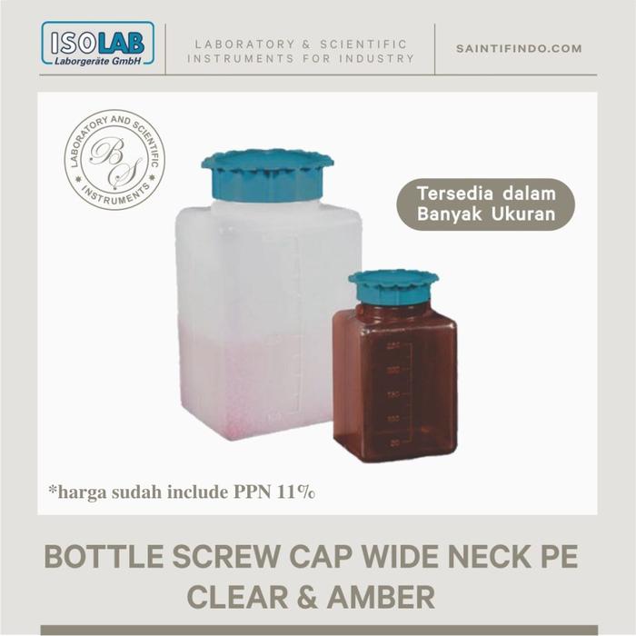 Jual ISOLAB BOTTLE SCREW CAP WIDE NECK PE CLEAR & AMBER - Clear 1000 ml ...