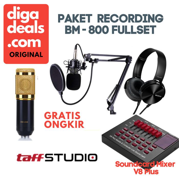Jual Microphone Condenser Taffware BM 800 V8 Plus Headset Fullset ...