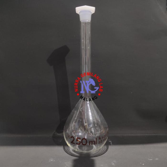 Jual Labu Ukur IWAKI Volumetric flask labu takar tutup plastik 250 ml ...