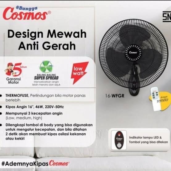 Promo Wall fan cosmos 16 wfg kipas angin hitam - Wfgr +remote - Kota ...