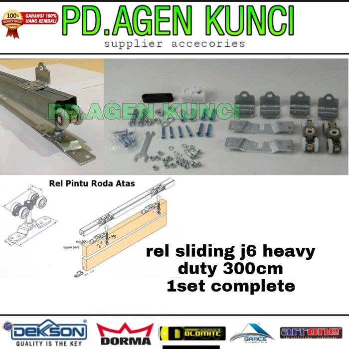 Jual rel pintu geser sliding j6 300cm heavy duty rel pintu gantung 3m ...