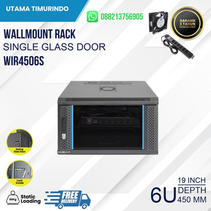 Jual Rack Server Wallmount 6U INDORACK WIR4506S Depth 450MM Single Door ...