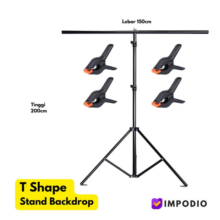 Promo T shape Stand Background ukuran 150cm x 200cm Adjustable IMPODIO ...