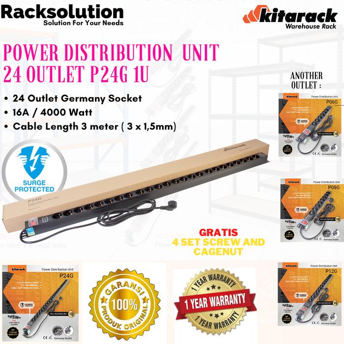 Jual KITARACK P24G Power Distribution Unit 1U 24 Outlet Germany Socket ...