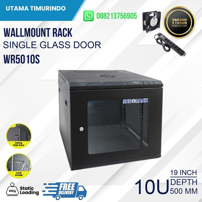 Jual Wallmount Rack INDORACK Single Door Rak Server 10U Depth 500mm ...