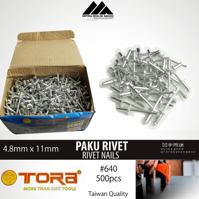 Jual Paku Rivet TORA 4,8mm x 11 mm Blind Rivets 640 paku tembak - 10 ...