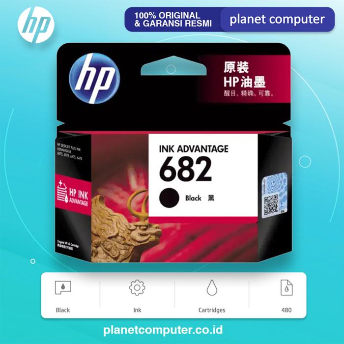 Jual HP 682 Black Original Ink Advantage Cartridge Tinta Printer ...