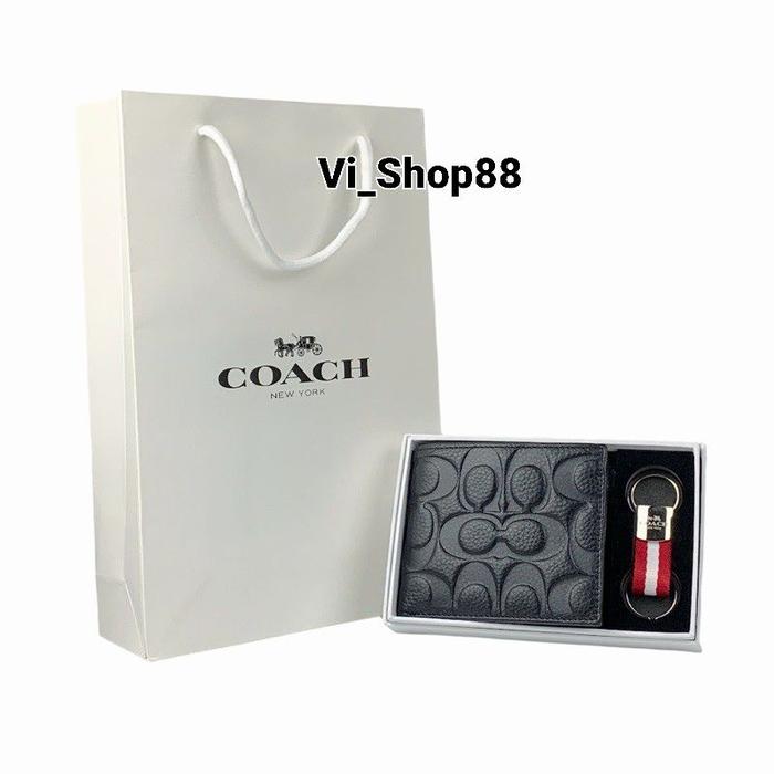 Jual COACH Dompet Pria With Keychain Kulit Asli Plus Paperbag - Jakarta ...