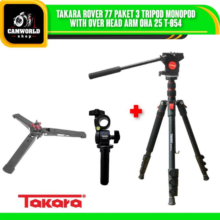Jual Takara Rover 77 Paket 3 Tripod Monopod With Over Head Arm OHA 25 T ...
