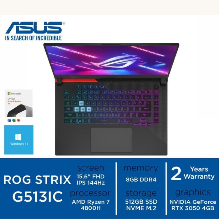 Jual ASUS ROG STRIX G513IC-R735B7G-O11 (R7/8GB/512GB SSD/RTX3050/W11 ...