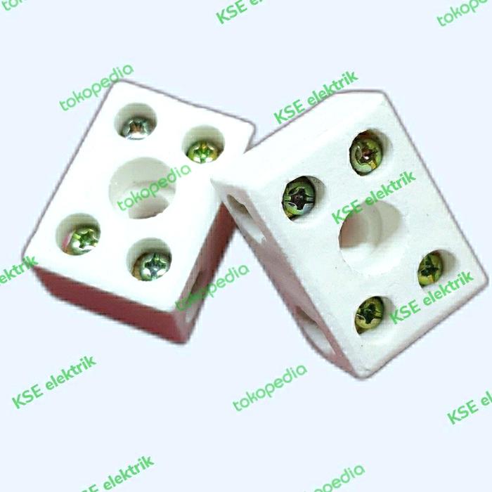 Jual Terminal Keramik 2 Pole 15A / 250V untuk Kabel 2.5mm - 6mm Dimensi ...