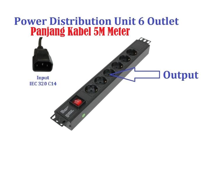 Jual Power Distribution Unit 6 Input Cord IEC320 C14 PDU Colokan Ups ...