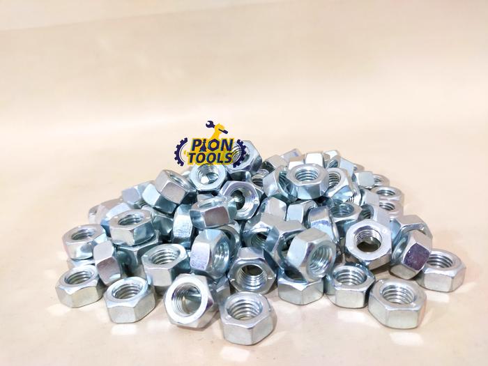 Jual Mur Besi M12 Putih kunci 19 p1.75 Nut Mur Baut 12 mm Mur Putih ...