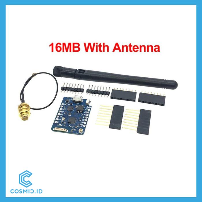 Jual WeMos D1 mini Pro 16MB external antenna connector ESP8266 - Kab ...