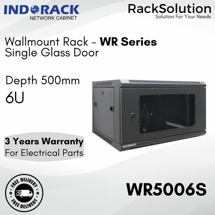 Jual WR5006S INDORACK WALLMOUNT RACK SERVER 500MM 6U SINGLE GLASS DOOR ...