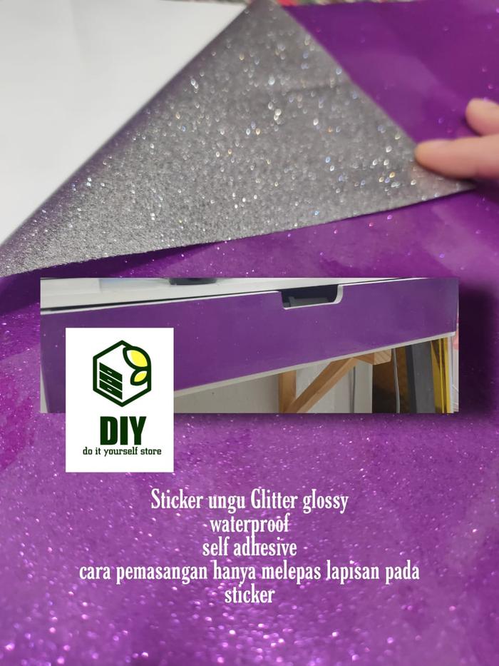 Jual stiker lemari meja kitchenset furniture anti air glossy ungu ...