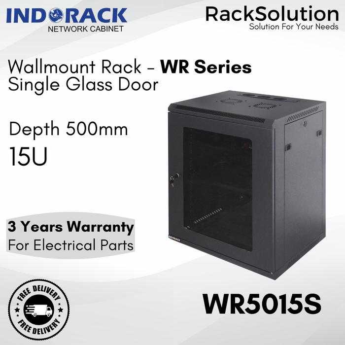 Jual WR5015S INDORACK WALLMOUNT RACK SERVER 500MM 15U SINGLE GLASS DOOR ...