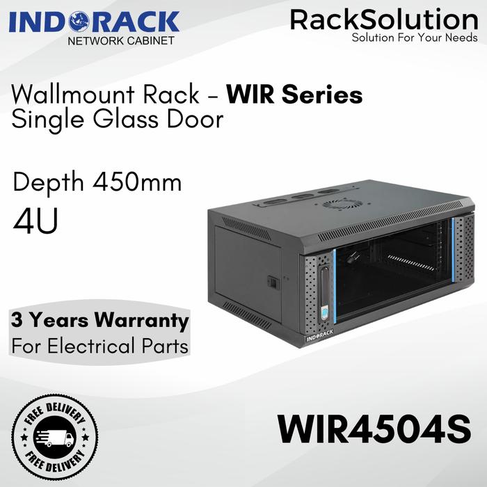Jual WIR4504S INDORACK WALLMOUNT RACK SERVER 450MM 4U SINGLE GLASS DOOR ...