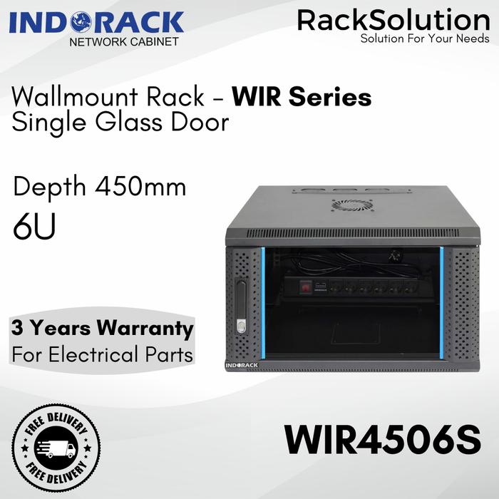 Jual WIR4506S INDORACK WALLMOUNT RACK SERVER 450MM 6U SINGLE GLASS DOOR ...