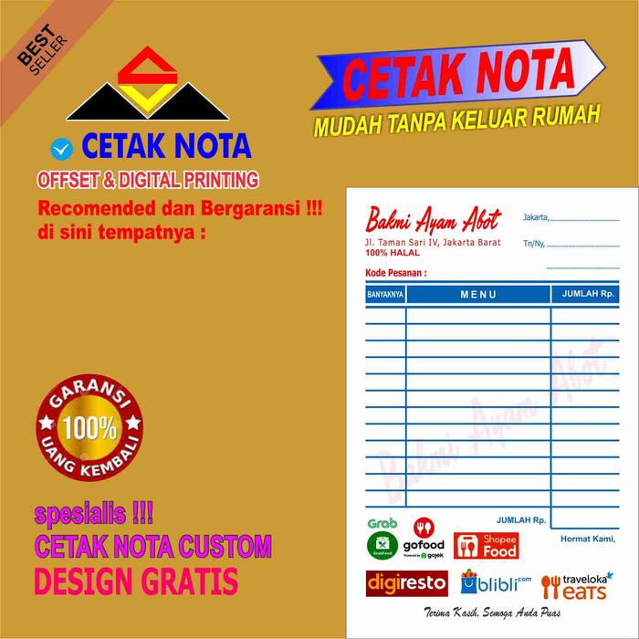 Jual nota custom khusus 10 buku (1/4F 2 ply color) - Jakarta Barat ...