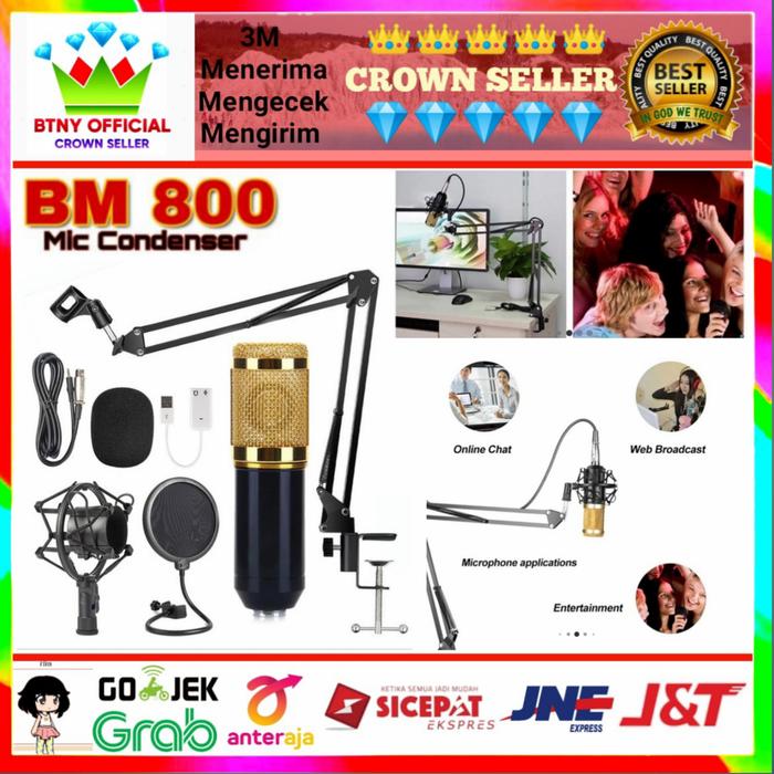 Jual BM-800 Microphone Studio Kit Condenser BM800 Beoadcasting Mic full ...