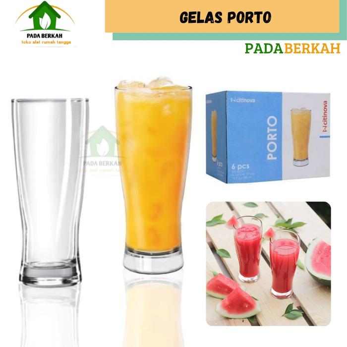 Jual Gelas Kaca jus Gelas Porto Citinova Gelas Beling Gelas Jus Isi 6 ...