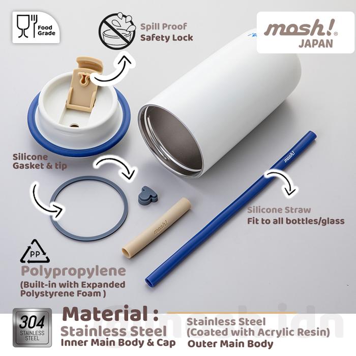 Promo Mosh Straw Latte Tumbler - Botol Minum Stainless Steel 480ML ...