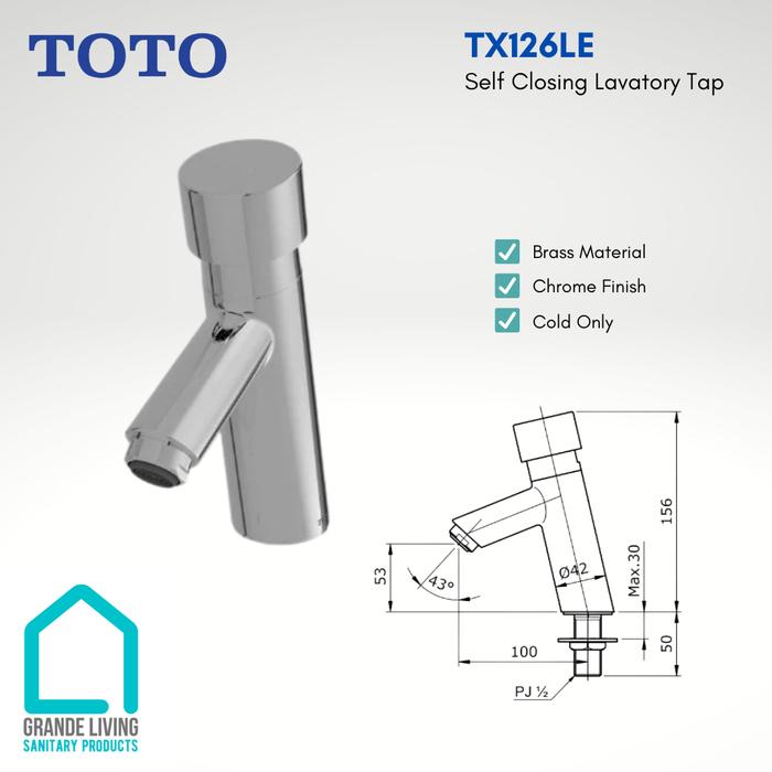 Jual TOTO Kran Wastafel Tekan Push Self Closing TX126LE - Jakarta Utara ...