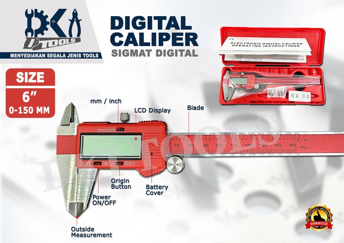 Jual Sigmat Digital Stainless Vernier Caliper Jangka Sorong Alat Ukur 150mm - Jakarta Utara ...