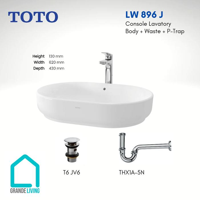 Jual TOTO Wastafel Meja LW896J LW 896 J Lengkap dengan Afur dan P Trap ...