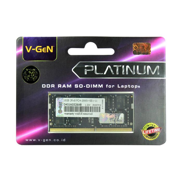 Promo RAM DDR4 SODimm V-GeN Platinum 16GB PC21300 2666Mhz Memory Laptop ...