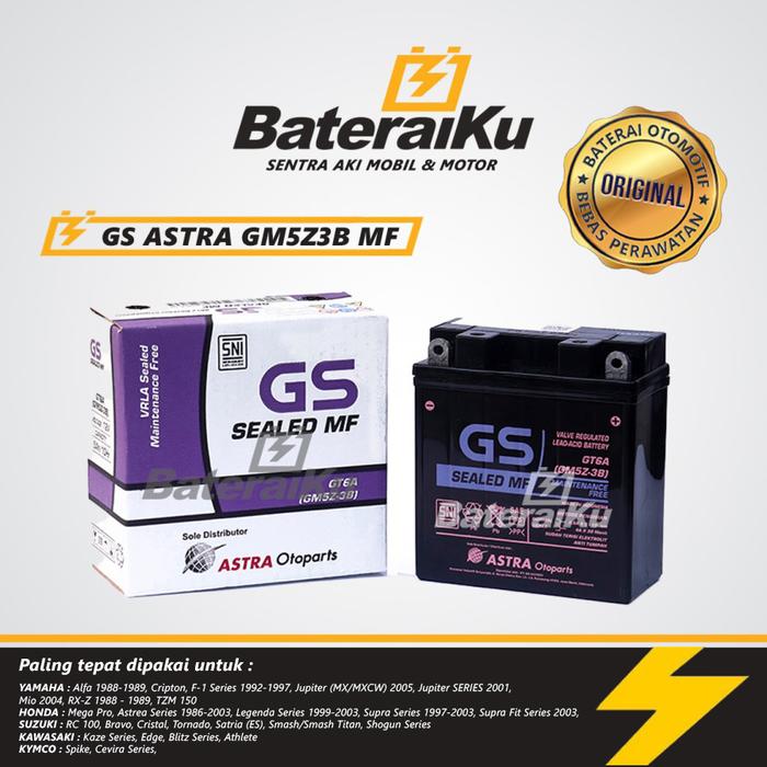 Jual Jual Aki Motor GM5Z3B MF untuk Astrea, Cripton, Edge - Bateraiku Bali - Kota Surabaya ...