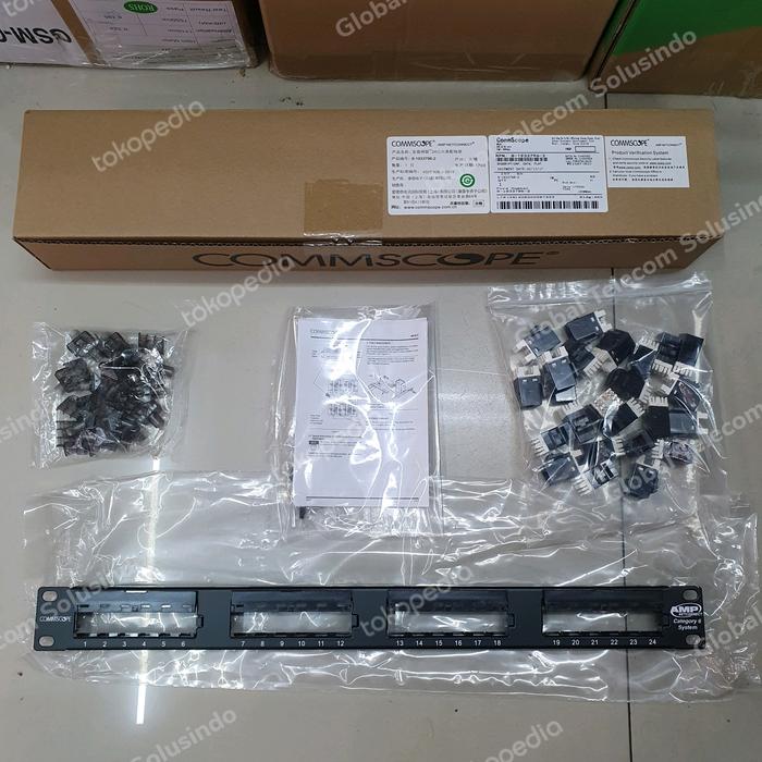 Jual Patch Panel Cat 6 24 Port Commscope Amp Lengkap Modular Loaded Di ...