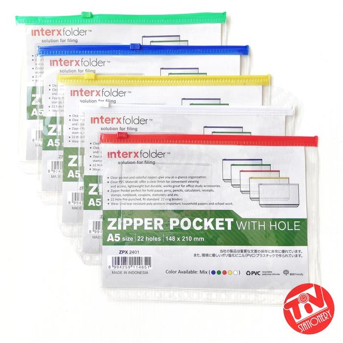 Jual Plastic Zipper Pocket InterX A5 (20 holes) Transparan - Kab ...