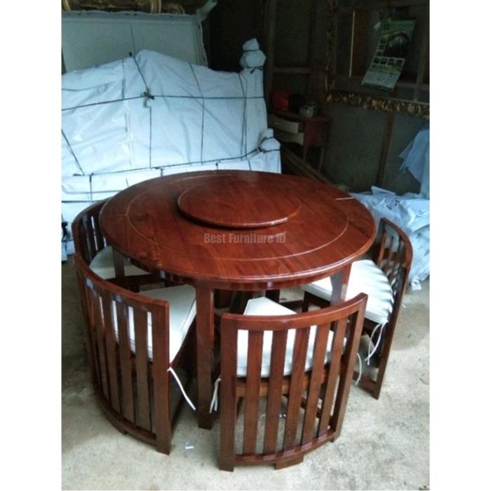 Jual Meja Makan Space Minimalis Bulat 6 Kursi dengan Putaran Tengah ...