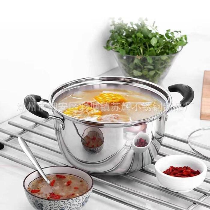 Promo Panci - panci sup soup pot stainless stell tutup kaca panci susu ...