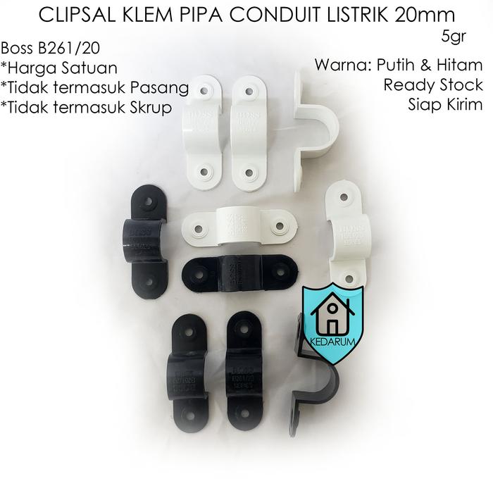 Jual CLIPSAL BOSS KLEM PIPA CONDUIT LISTRIK 20MM PUTIH, CLAMP, CLEM ...