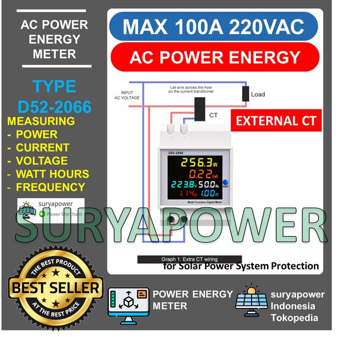 Jual POWER ENERGY METER 220VAC - SURYAPOWER - 100A-EXT CT - Jakarta ...