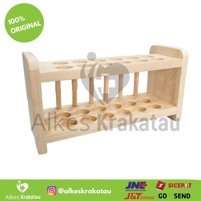 Jual Rak Tempat Simpan Tabung Reaksi Kayu Original Kaca 12 Lubang ...