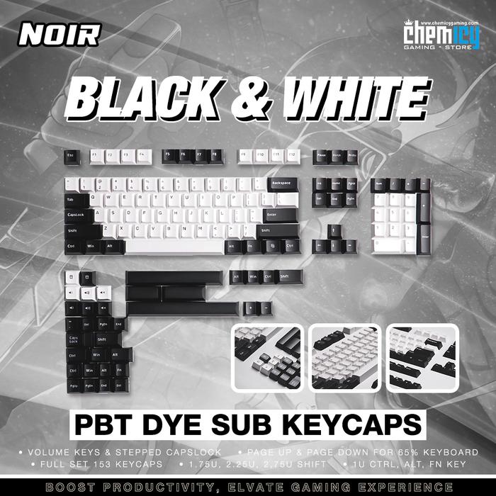 Jual Noir Black and White PBT Double-shot Keycaps 153 Set Cherry ...
