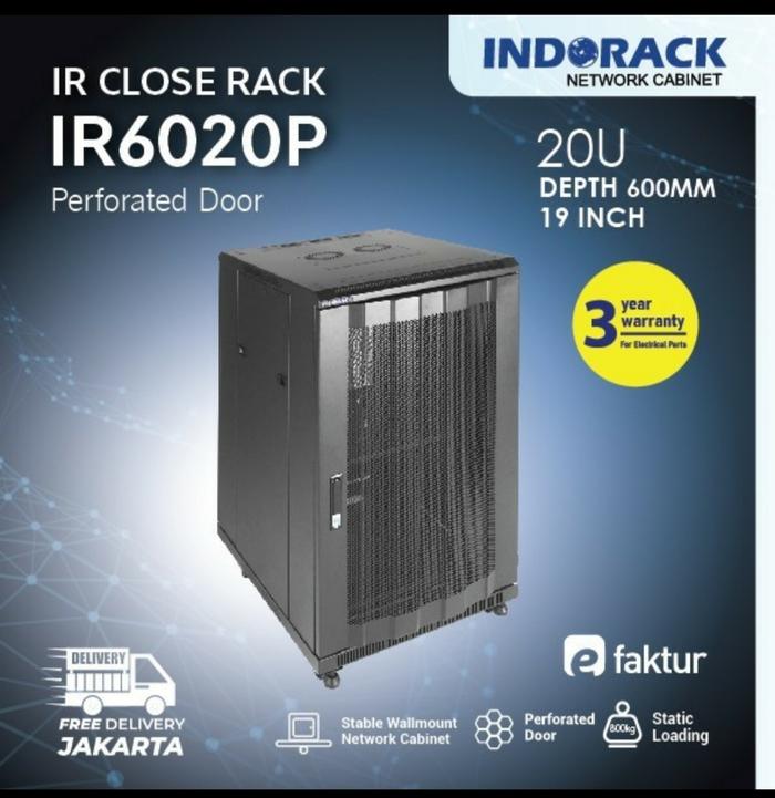 Jual CLOSE RACK INDORACK IR6020G - 20U 600MM 19 INCH RAK SERVER GLASS ...