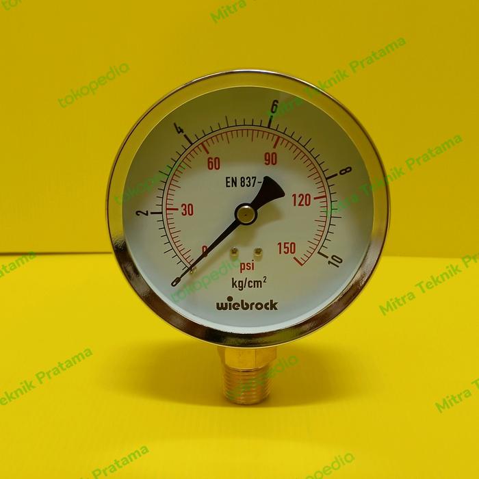 Jual Manometer Pressure Gauge Raket 4 inchi 150 psi / 10 Bar Black ...