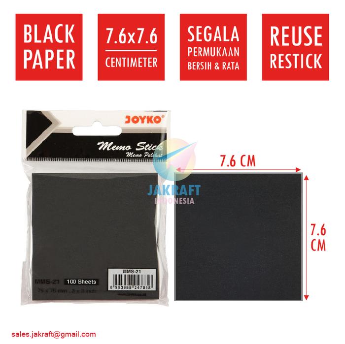 Promo Kertas Sticky Note Hitam Black JOYKO MMS-21 isi 100 Memo Stick Tempel - Jakarta Barat ...
