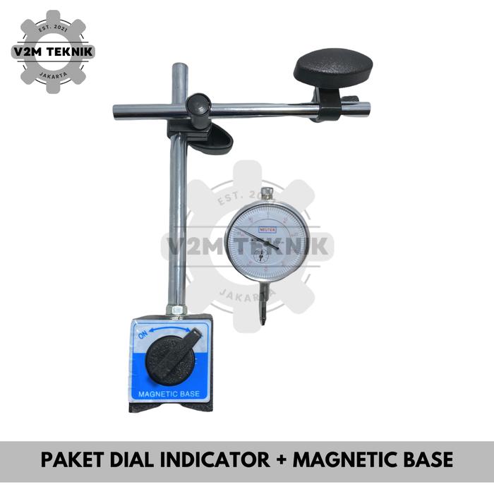Jual PAKET Dial Indicator + Magnetic Stand Base / Magnet Dial Indikator ...