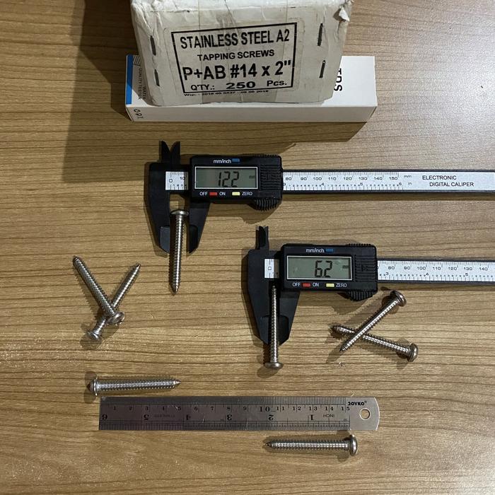 Jual Sekrup Stainless Tapping Screw PAB #14 x 2" Inch PH M14 x 50 Mm ...