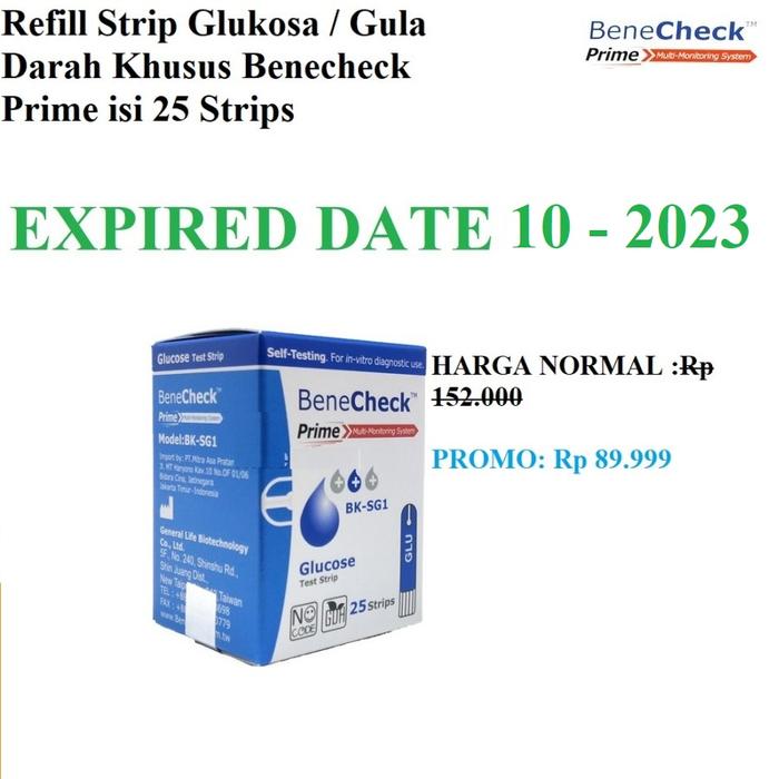 Jual Test Strip Gula Darah /Glucose Khusus Benecheck Prime isi 25 ...