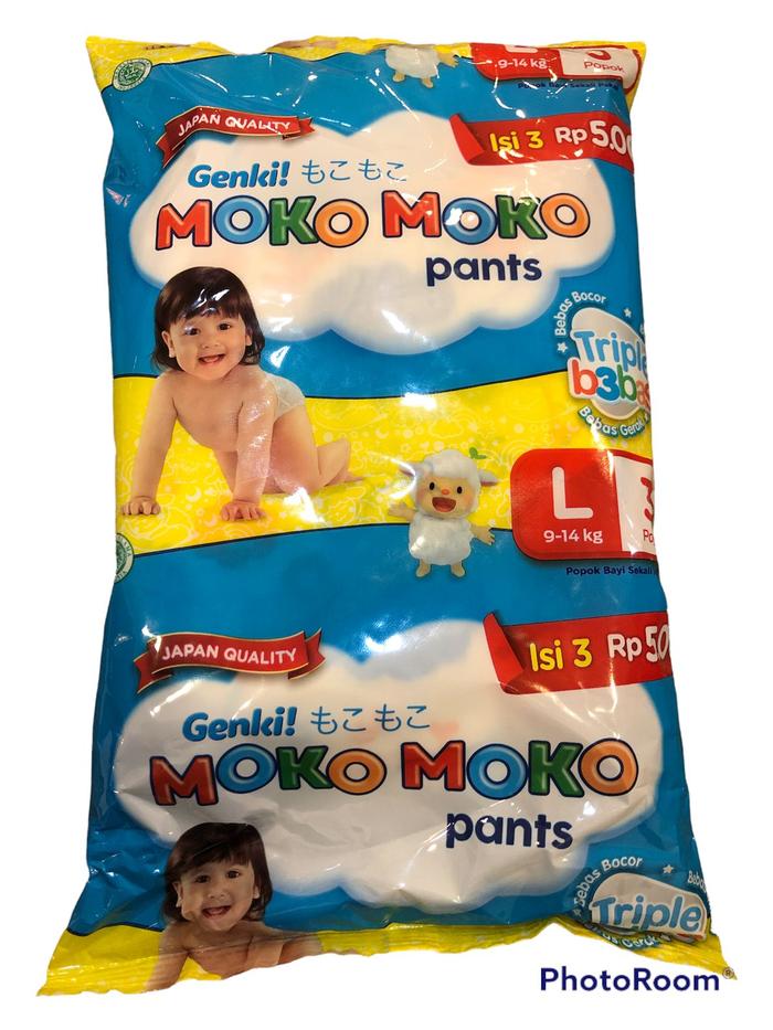 Jual MOKO MOKO PANTS TRIPLE BEBAS 1 SACHET ISI 3 SIZE L - Kota Tangerang - paperbag mart | Tokopedia
