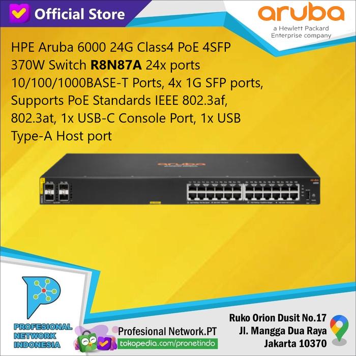 Promo HPE R8N87A Aruba 6000 24G Class4 PoE 4SFP 370W Switch Cicil 0% 3x ...