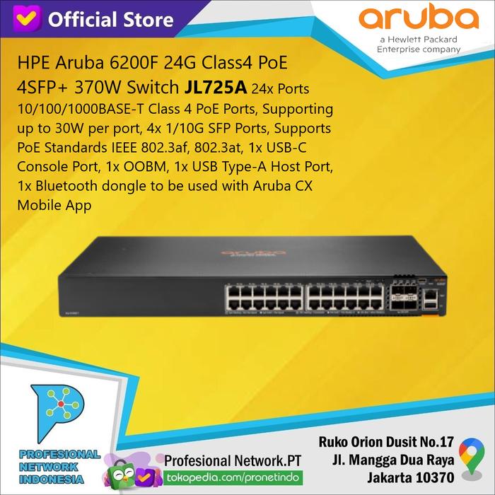 Promo HPE JL725A Aruba 6200F 24G Class4 PoE 4SFP+ 370W Switch Cicil 0% ...